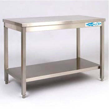 TAVOLO INOX PROFESSIONALE SU GAMBE SM 1000x700x850