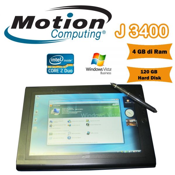 Tablet PC Motion J3400 CPU Intel Core 2 Duo U9600 1, 60Ghz 4Gb di Ram 120Gb di Hard Disk Webcam